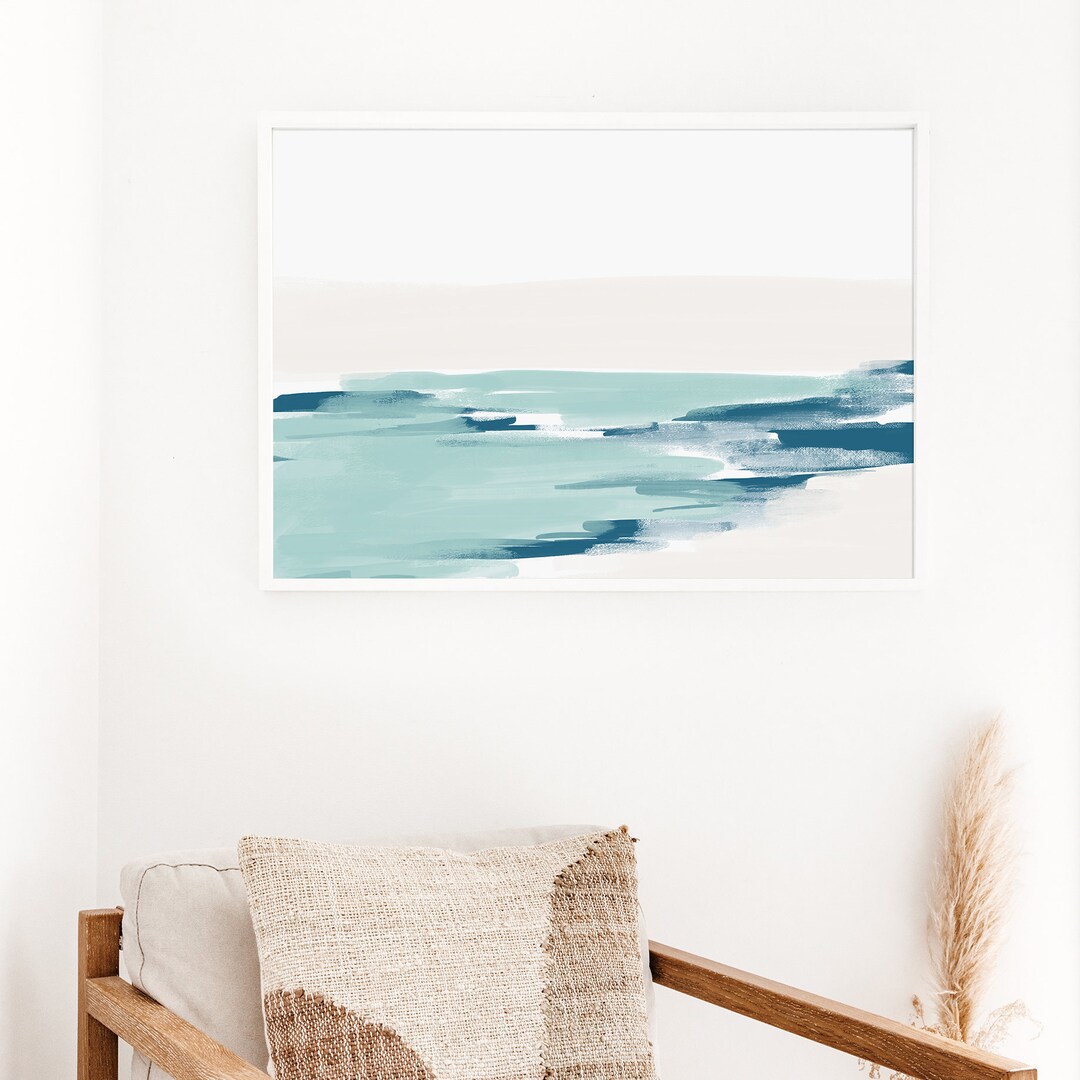 Modern Beach Art Chic Coastal Painting Large Statement Living - Etsy