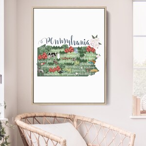 Pennsylvania State Map Gift | Drawing of Philadelphia Hometown for PA ...