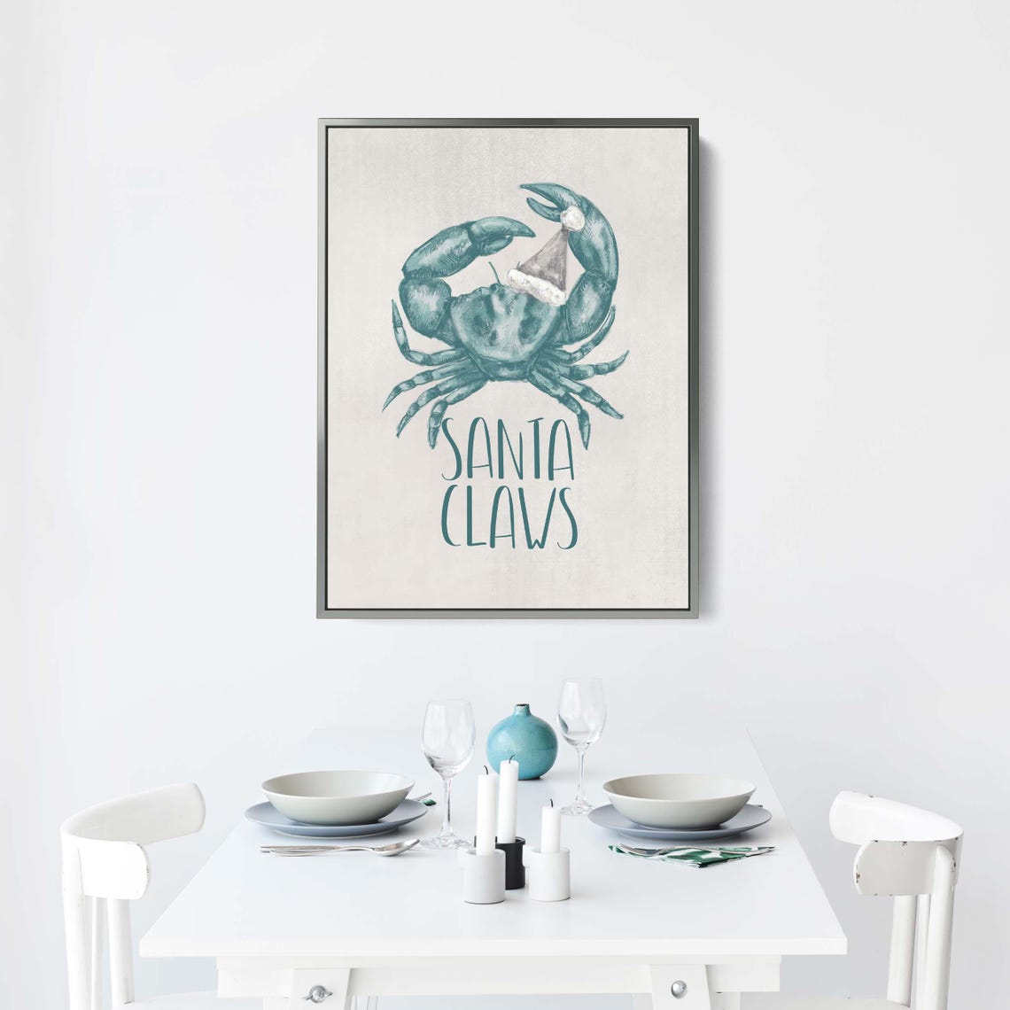 Santa Claws Crab Christmas Decor | Coastal Holiday Art Print or Canvas ...