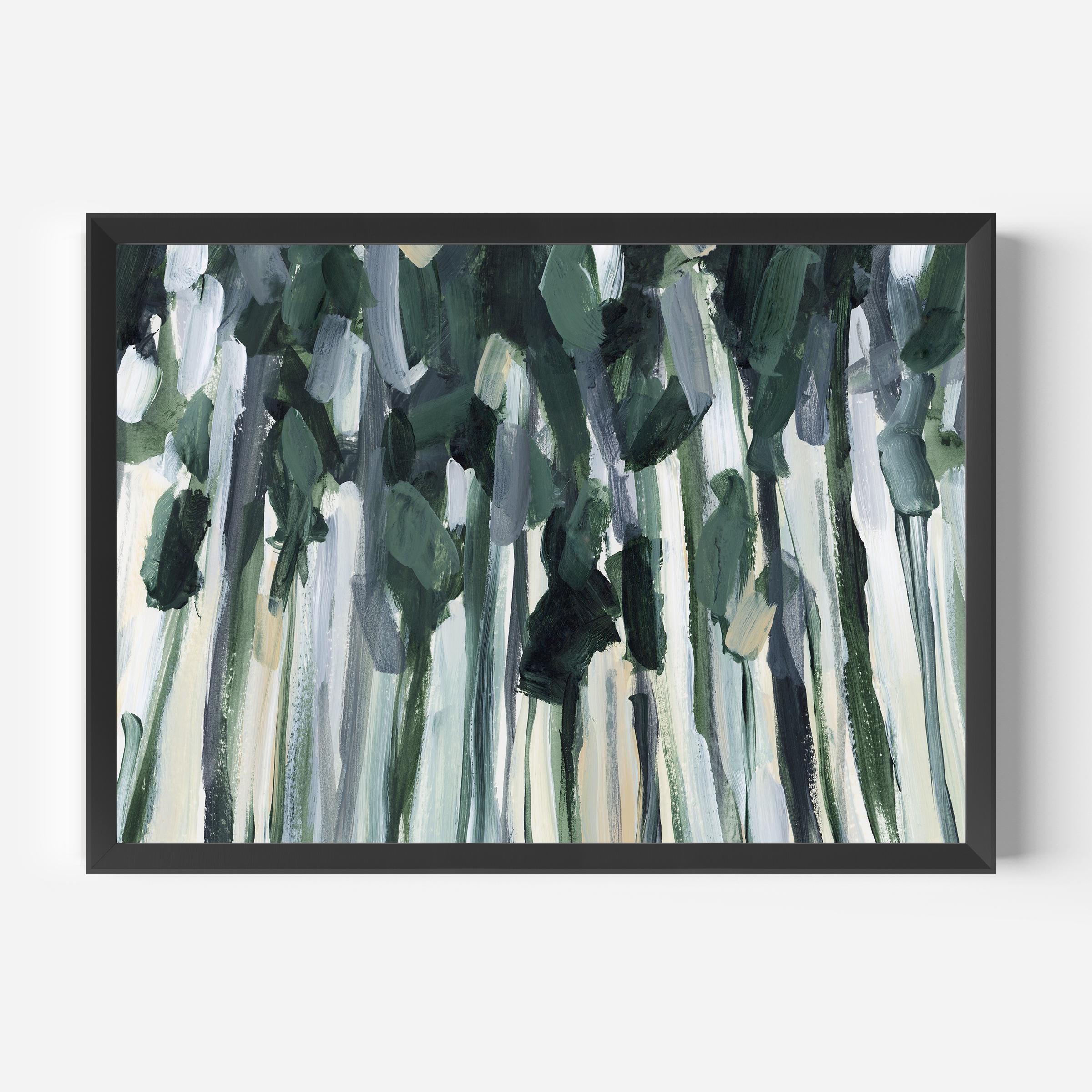 Forest Abstract Painting | Green, White & Beige Modern Neutral Woodland ...
