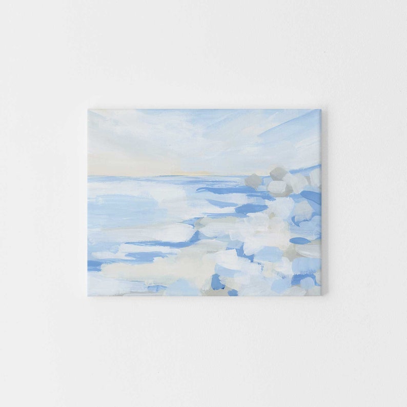 Coastal Painting Light Blue & White Modern Beach Decor - Etsy