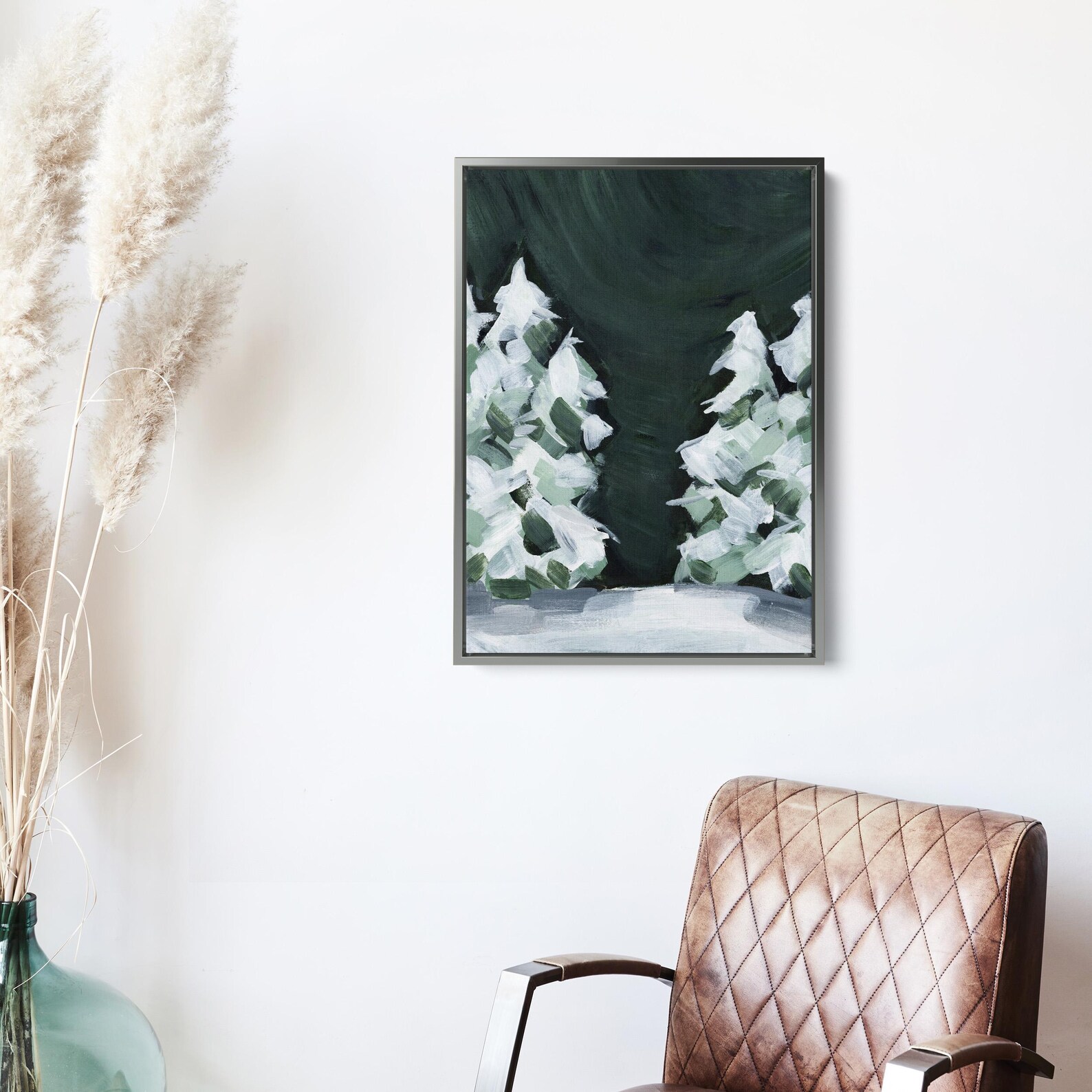 Snowy Spruce Tree Evergreen Painting "the Dark Winter Sky" – Art Print ...