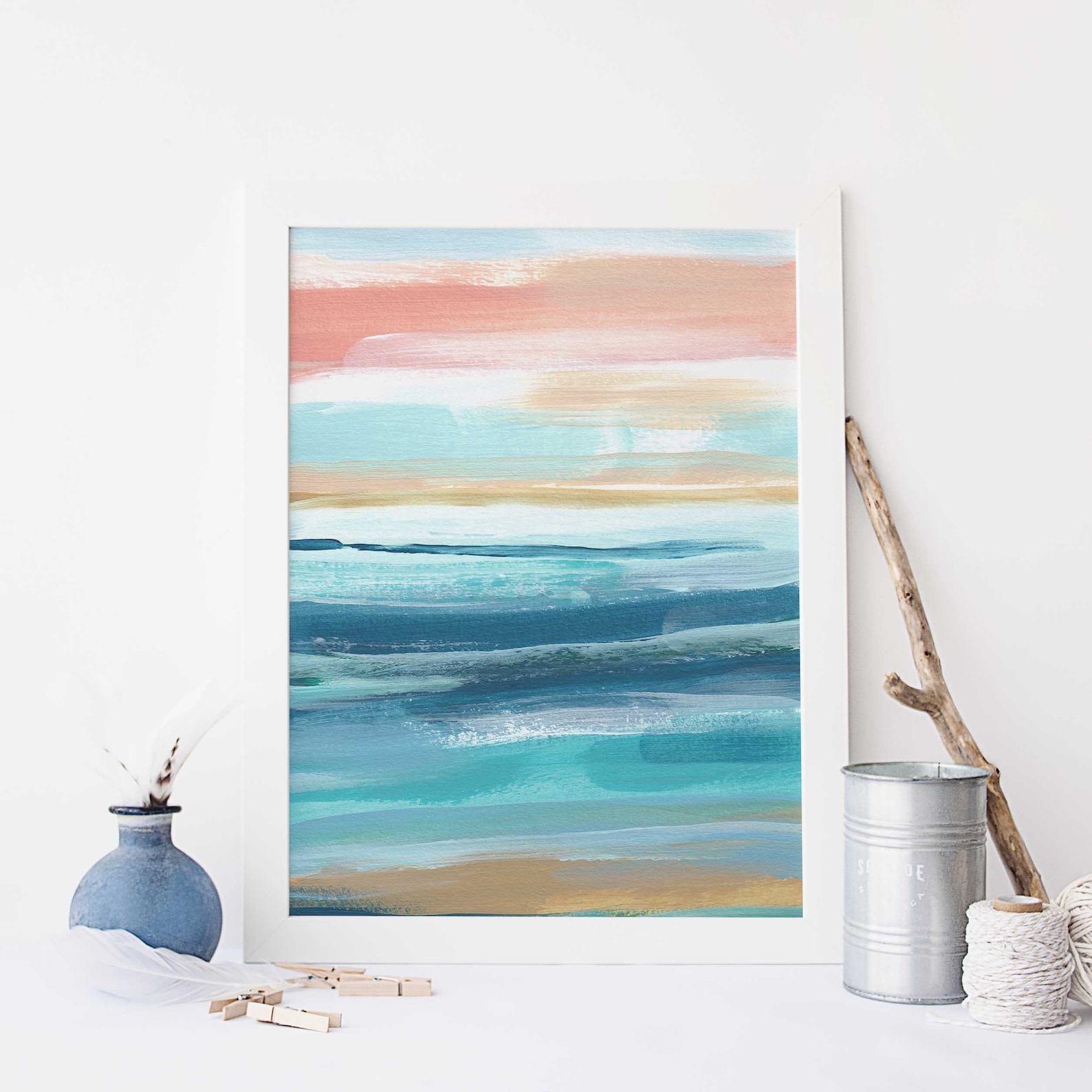 Beach Painting Art Original Modern Ocean Print Coastal Style - Etsy