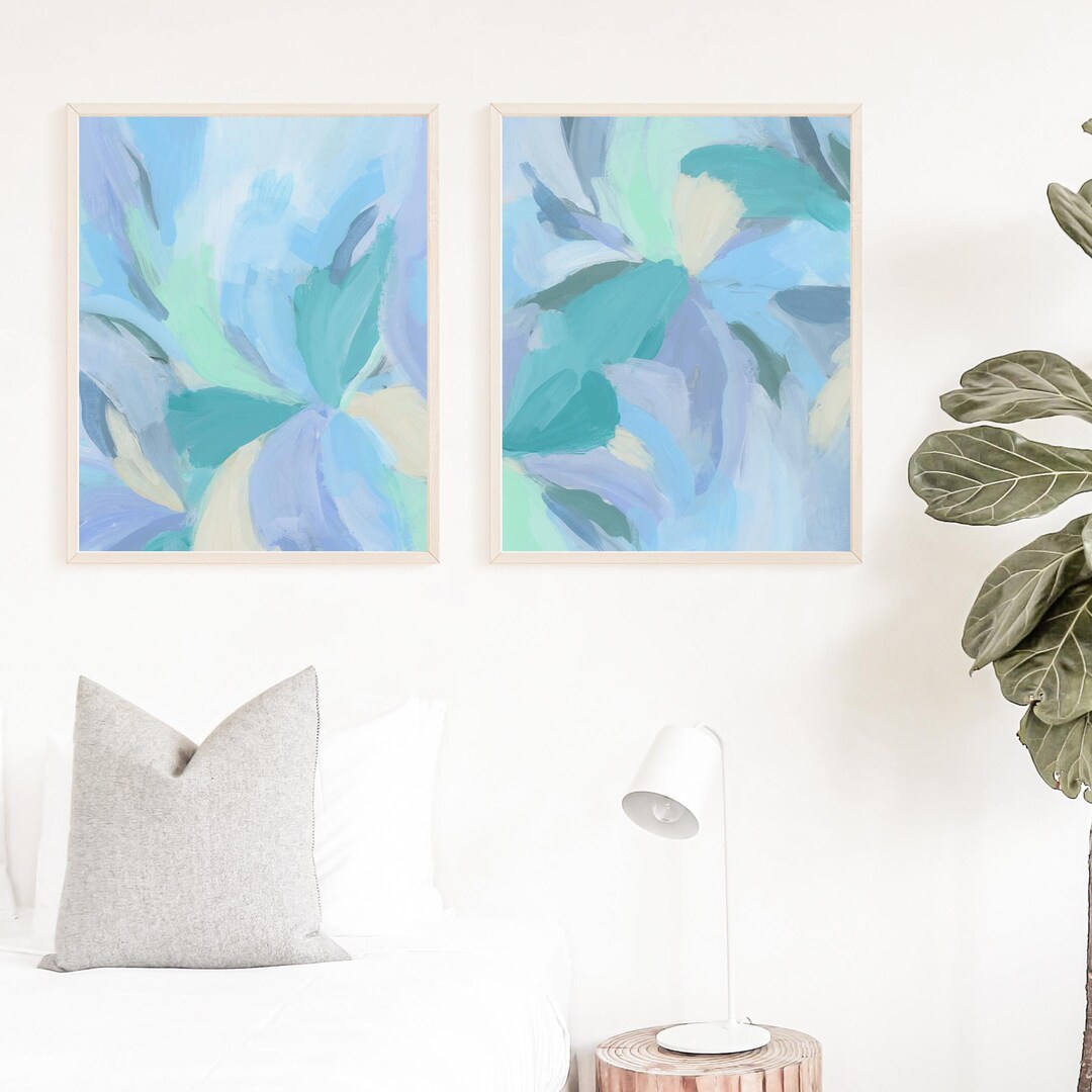 Abstract Floral Bloom Decor | "summer Stems Diptych" – Set of 2 – Art ...