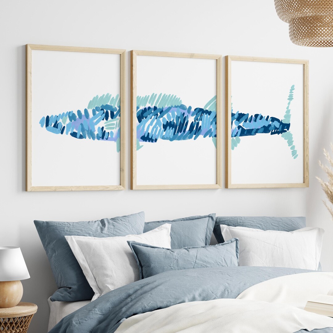 Tropical Fish Wall Triptych | 3-piece Bonefish Artwork for Coastal ...