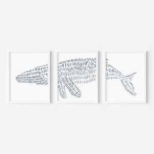 Humpback Whale Artwork Nautical Decor Hamptons Coastal Triptych ...