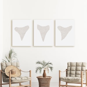 Shark Tooth Decor Modern Coastal Home Decor Beach Nursery Triptych ...