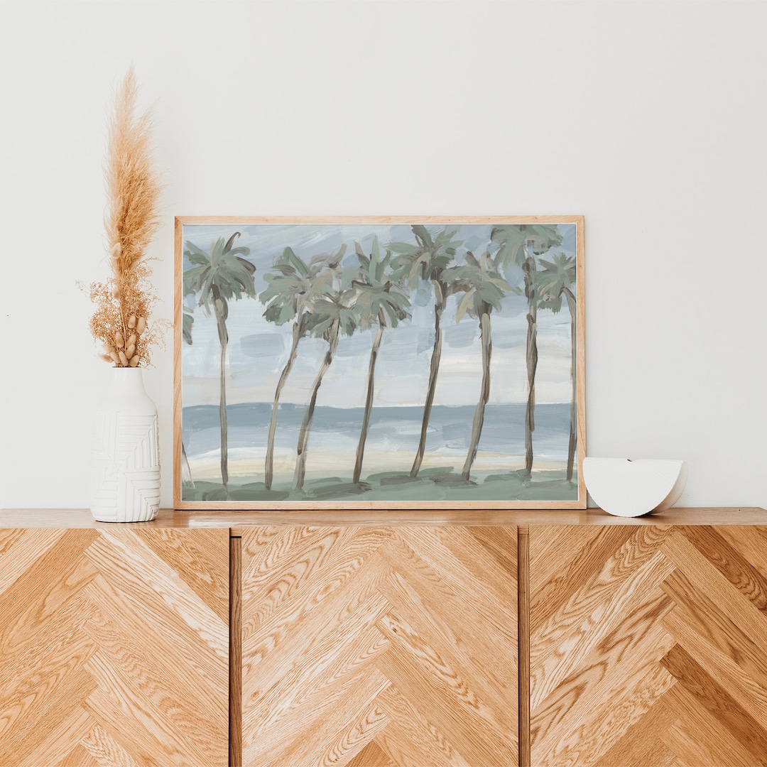 Beach Print Palm Tree Landscape Painting | California Decor Surf ...