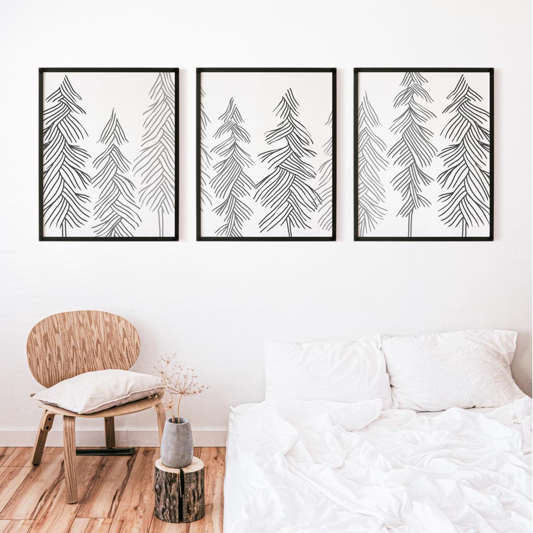 Pine Tree Line | Modern Cabin Decor Winter Forest Minimalist Lodge ...
