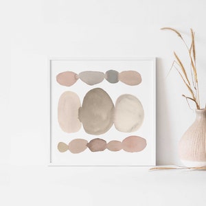 Minimalist Neutral Earth Tones Watercolor Painting Circle Artwork Large ...