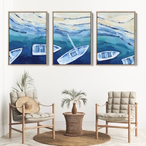 Greek Coastal Seascape | "mediterranean Coast Triptych" - Set of 3 ...