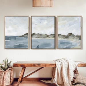 Coastal Landscape Wall Art Coastline Painting Beach Decor Shore Neutral Triptych | "shoreline ...
