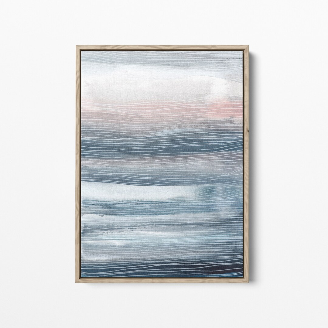 Pink, Blue & Gray Nursery Decor | Modern Print Minimalist Watercolor ...