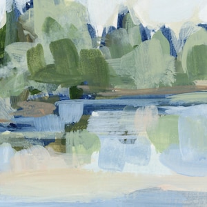 Lake Scene Art Lakefront Landscape Decor Modern Lakehouse Cabin Artwork ...