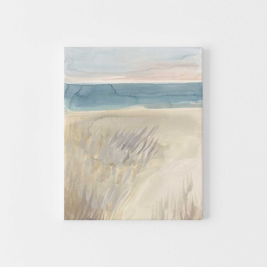 Seascape Beach Watercolor Painting | Modern Coastal Home Decor ...