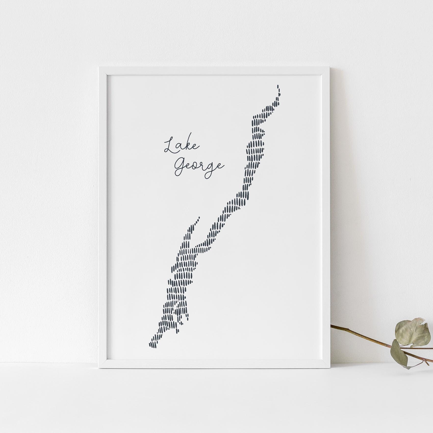 Lake George Print Lake Map Sign Modern Lakehouse Decor New - Etsy