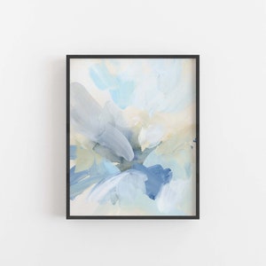 Light Blue Abstract Painting Neutral Tones Trendy Office Decor ...