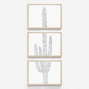 Modern Cacti Set | Black and White Minimalist Desert Nursery Triptych ...
