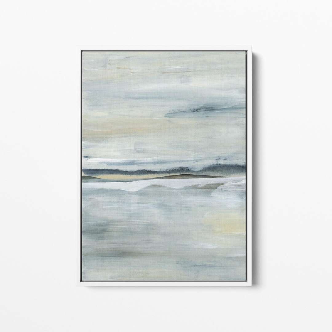 Abstract Coastal Painting | Modern Neutral Lake House Artwork in Blue ...