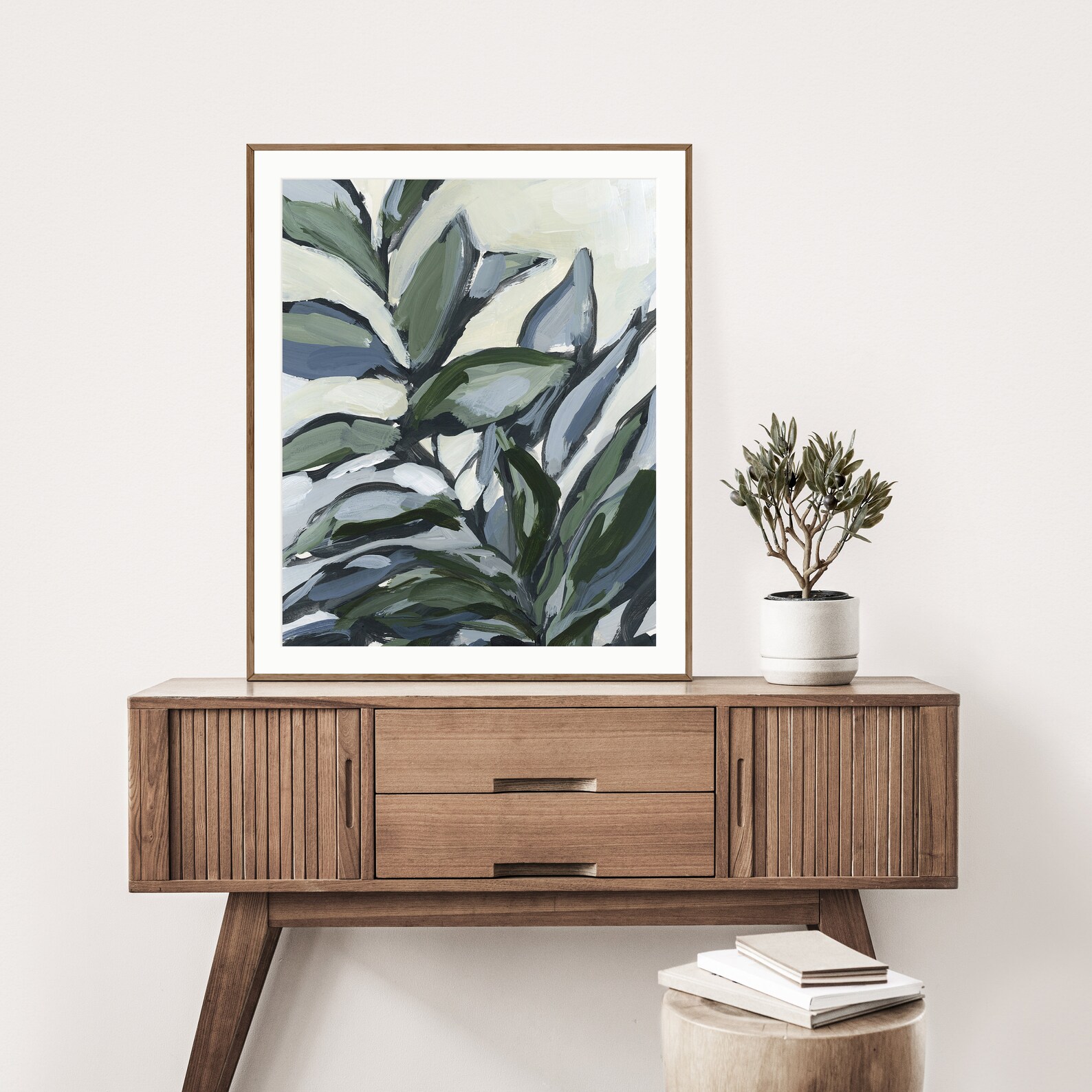 Botanical Art Modern Neutral Home Decor Statement Painting Green and ...