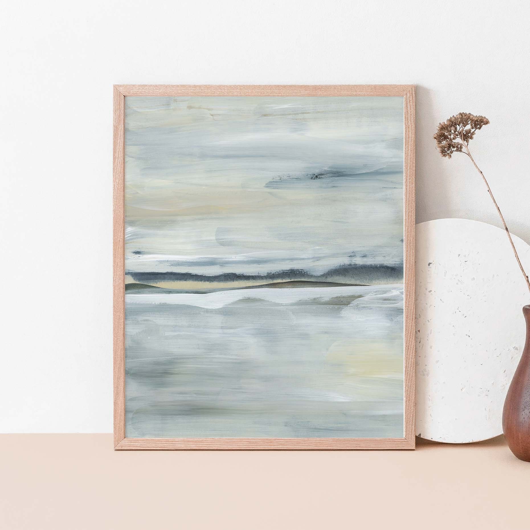Abstract Coastal Painting Lake House Decor Modern Neutral | Etsy
