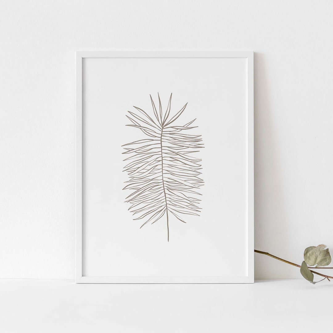 Palm Frond Art Modern Line Drawing Simple Nature Wall Poster - Etsy