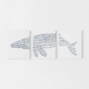 Humpback Whale Artwork Nautical Decor Hamptons Coastal Triptych ...