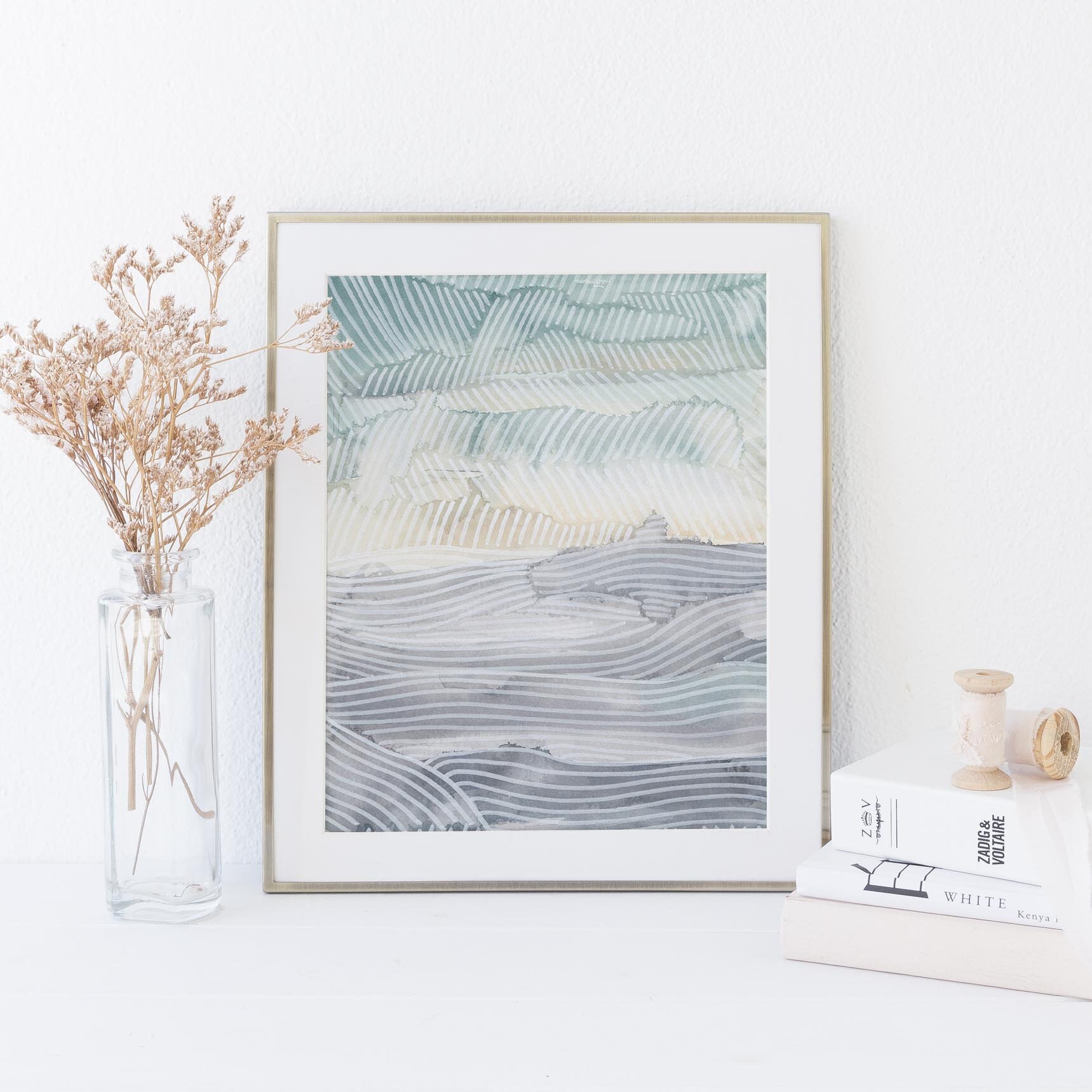 Coastal Wall Art Modern Beach House Abstract Painting Jetty | Etsy