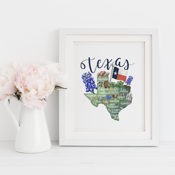 Canvas Texas Map Wall Art - Etsy