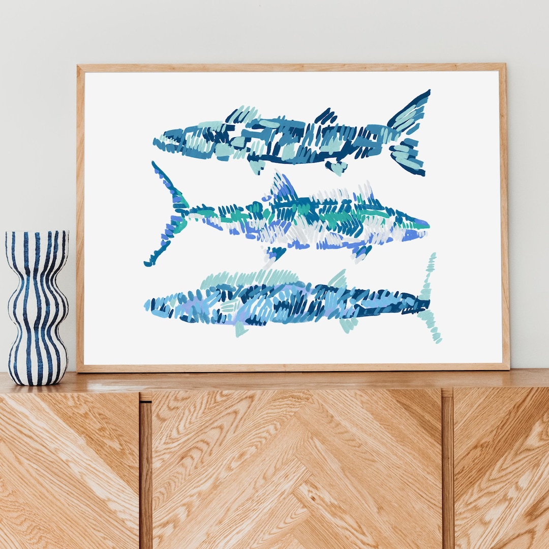 Florida Fish Wall Art | Barracuda, Kingfish & Wahoo Coastal Print for ...