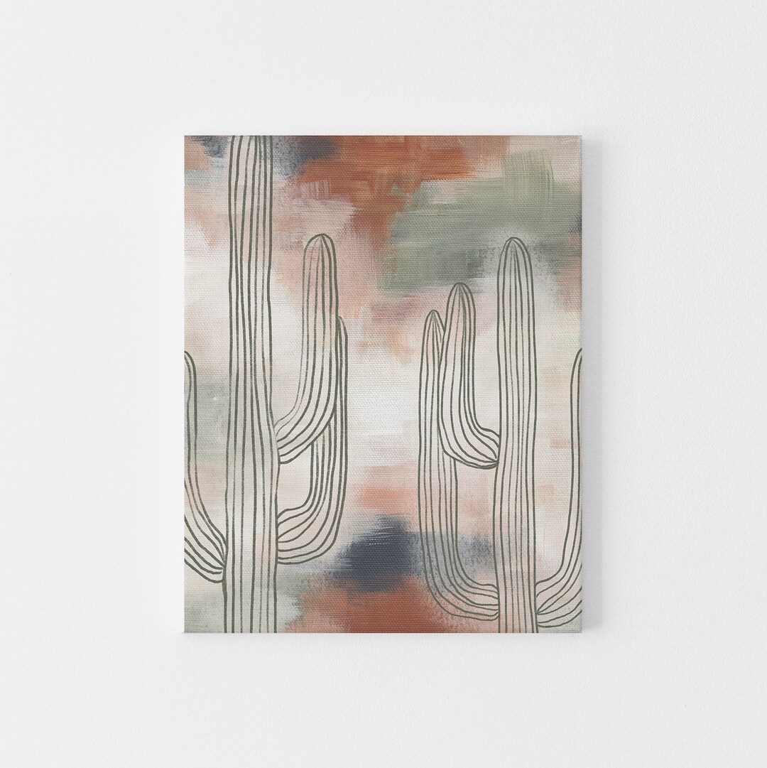 Cactus Print Saguaro Artwork Modern Desert Abstract Trendy Wall Art ...