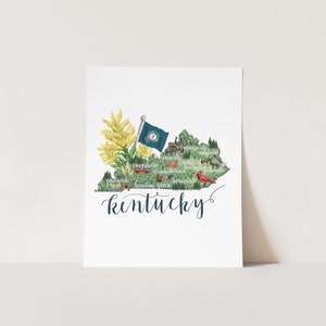 Kentucky Map Gift Home State Louisville Illustrated Drawing Artwork ...