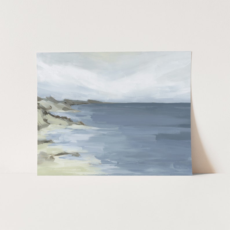 Seascape Painting Modern Coastal Home Decor Blue and Gray - Etsy