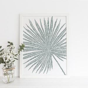 Palm Fan Print Tropical Botanical Plant Frond Leaf Green and - Etsy