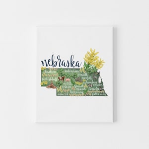 Nebraska Map Poster | Home State Illustration for Hometown Wall Decor ...