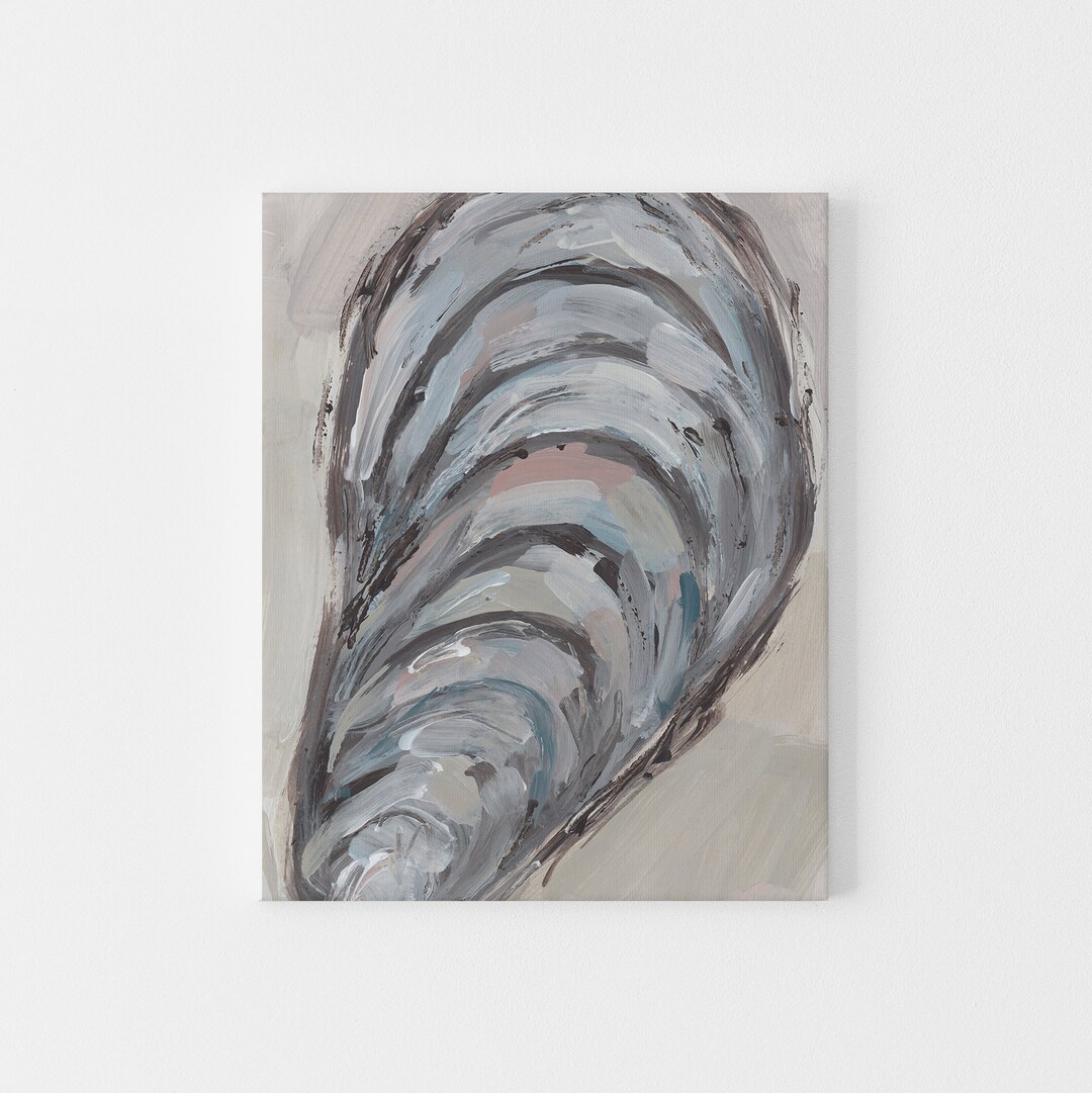 Shell Painting Modern Coastal Decor Neutral Beige and Brown Beachy ...