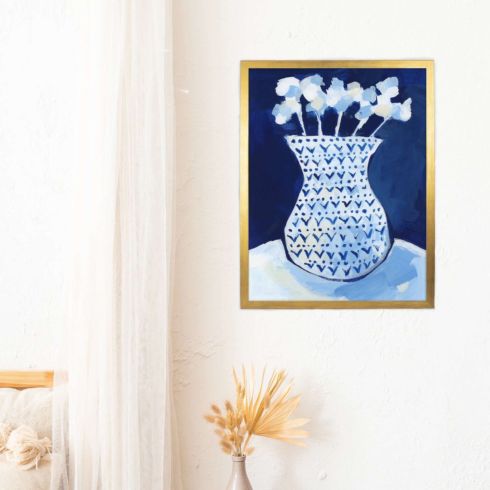 Mediterranean Inspired Florals Blue and White Flower Bouquet Greek ...