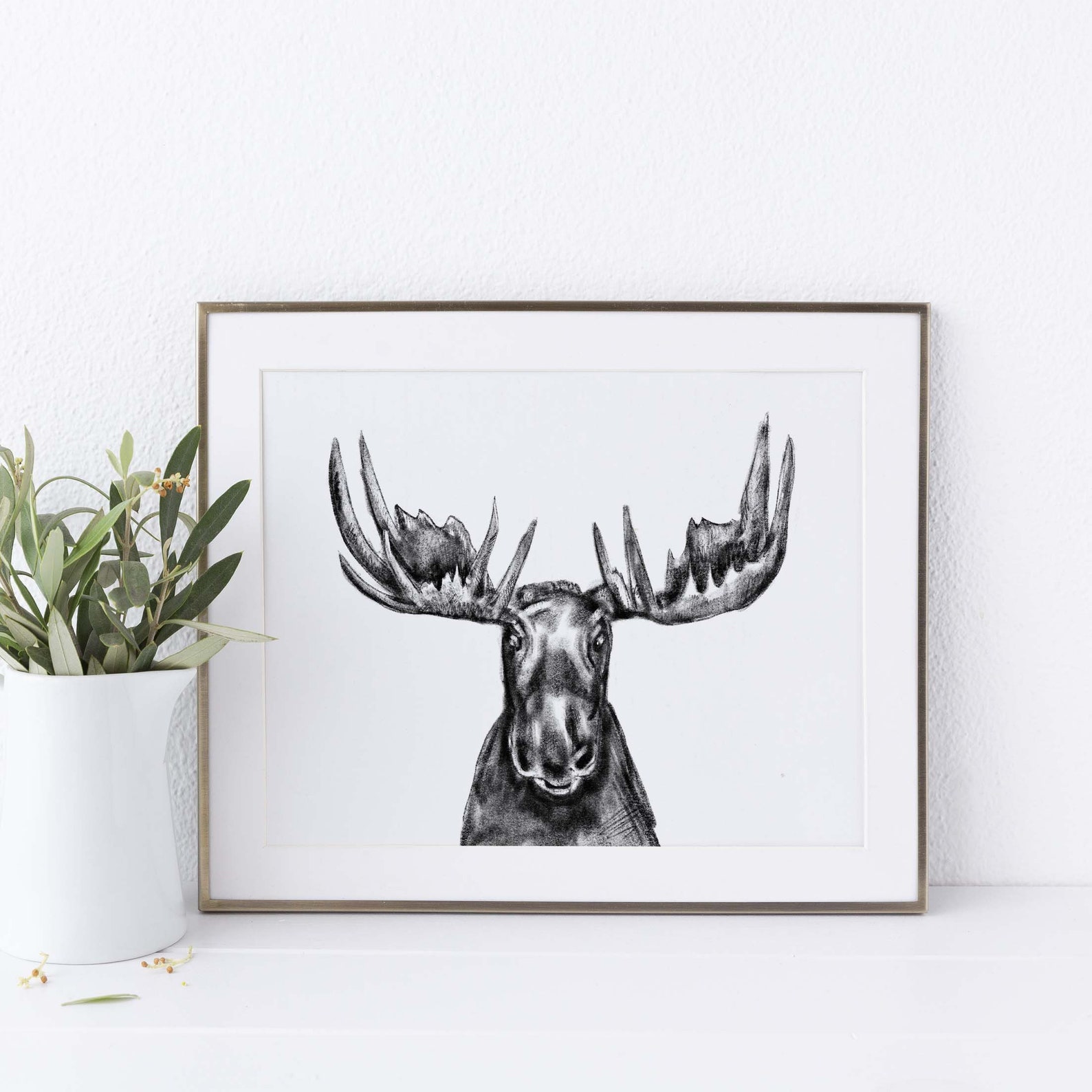 Moose Print Rustic Woodland Cabin Forest Animal Nursery Animal - Etsy
