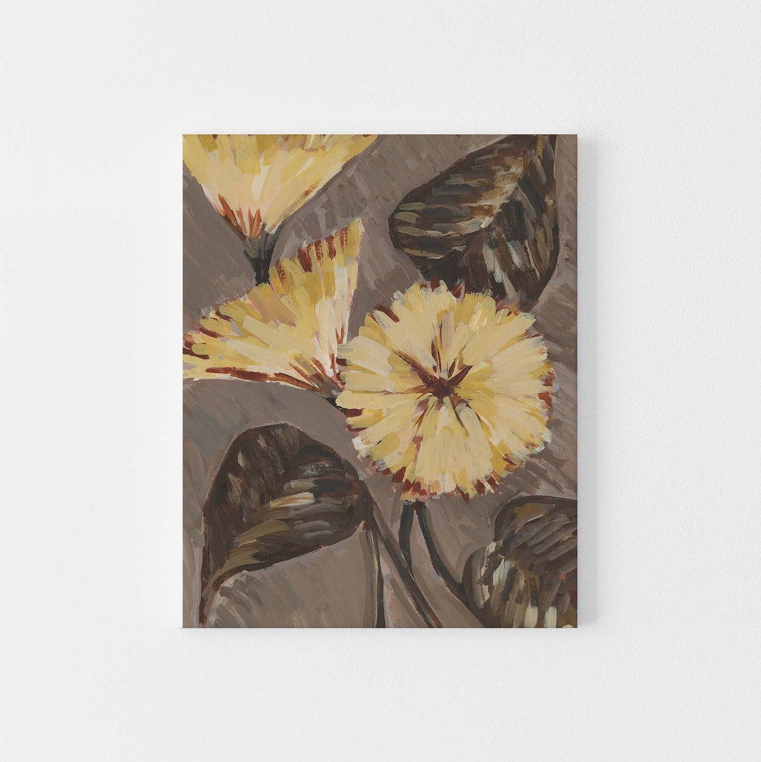 Earth Tone Floral Painting Botanical Plant Artwork Bloom Impressionist ...