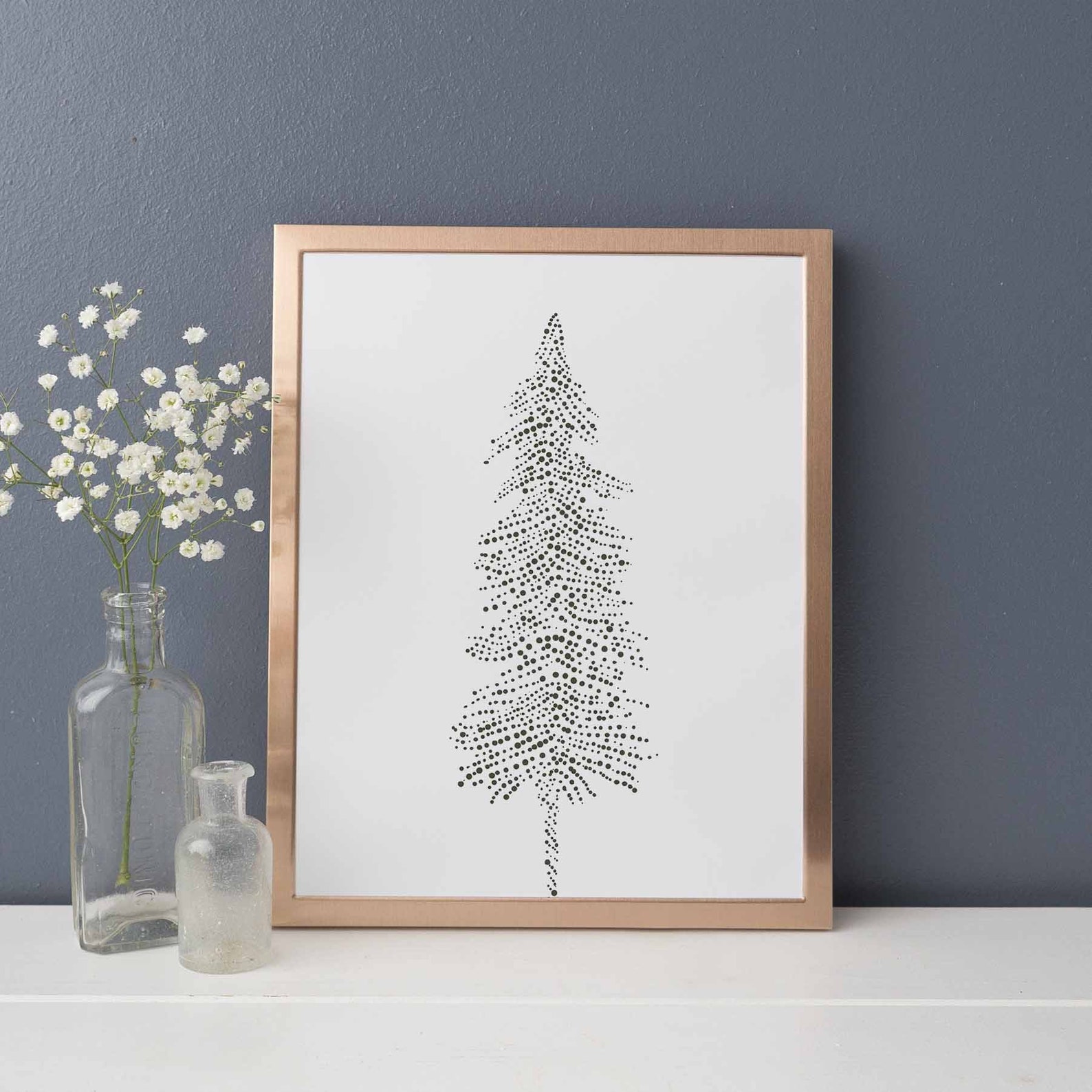 Pine Tree Print Fir Evergreen Modern Nordic Style Decor | Etsy