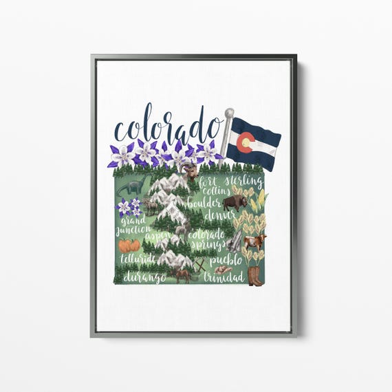 Mapa Del Estado De Colorado Con Ciudades Denver, Mapa De Pared De