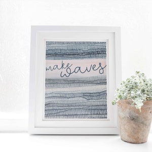 Make Waves Poster Modern Coastal Artwork Beach Quote Nursery - Etsy