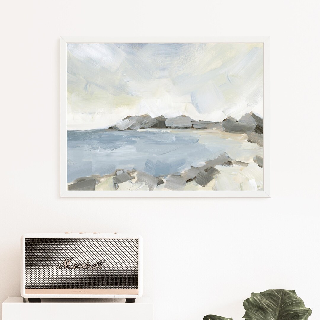 Bay Painting | Coastal Landscape Art for Beach House Decor, Neutral ...