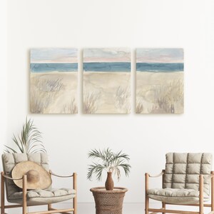 Beach Watercolor Painting Seascape Artwork Coastal Home Decor Triptych ...