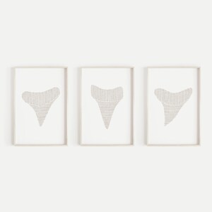 Shark Tooth Decor Modern Coastal Home Decor Beach Nursery Triptych ...