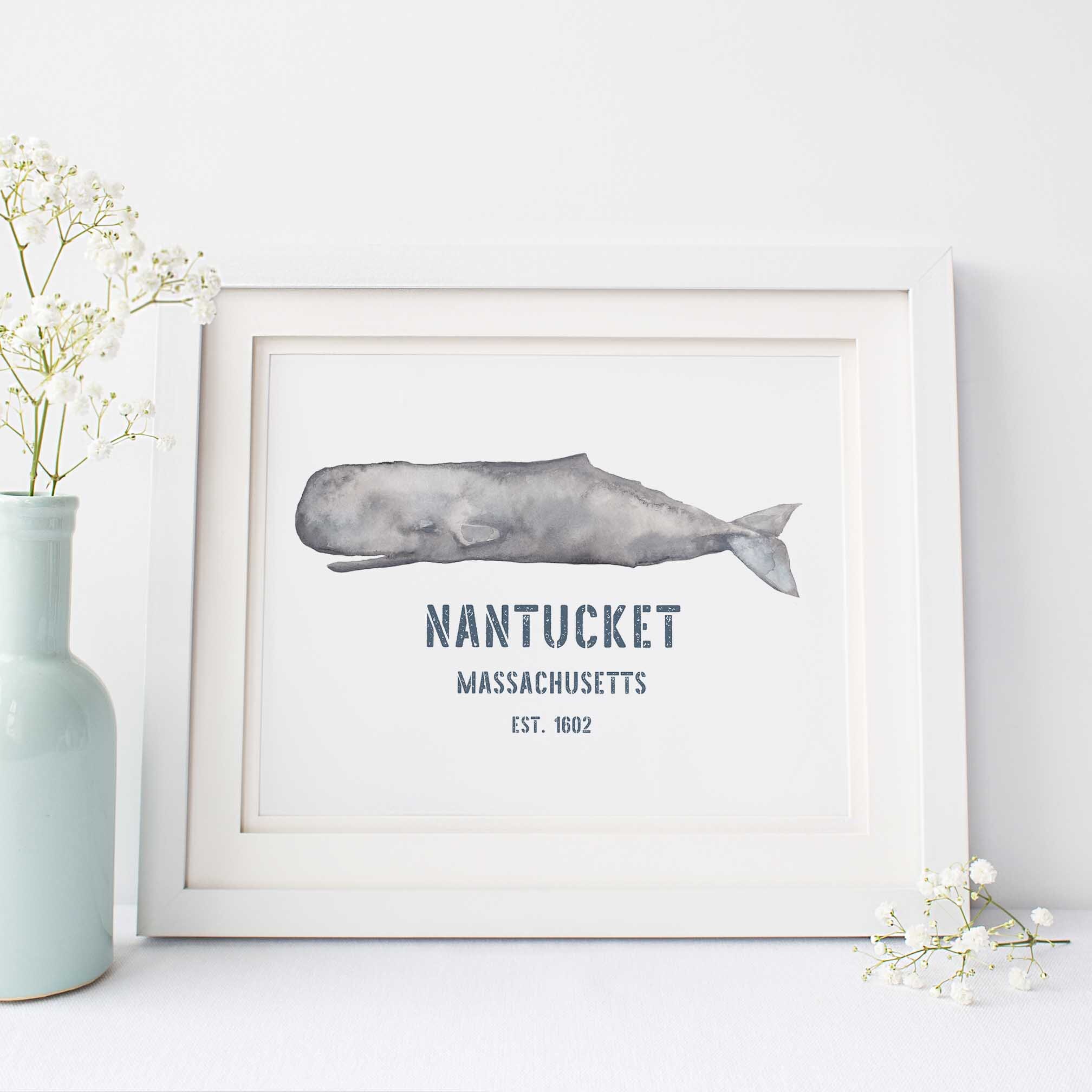 Nantucket Decor Established Sign Coastal Artwork Sperm Whale - Etsy