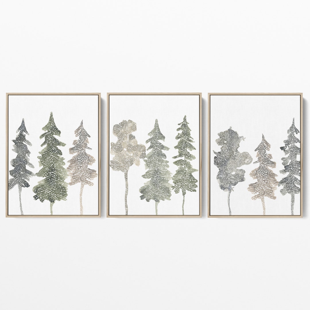 Scandinavian Style Art | Modern Tree Print Set in Misty Winter ...