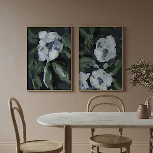 Floral Art Dark Flower Painting Modern Parisian Apartment Decor ...