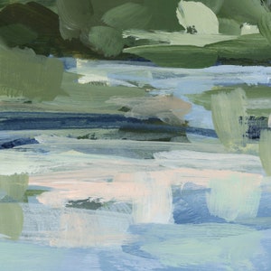 Lake Painting Lakeside Scene Landscape Artwork Lakefront Cabin Art ...