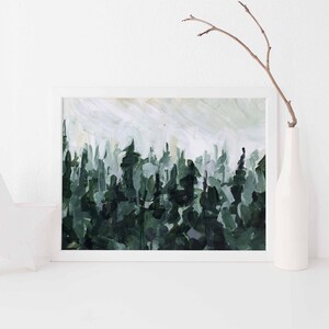 Pine Painting Tree Line Art Modern Cabin Gallery Winter Forest Woodland ...